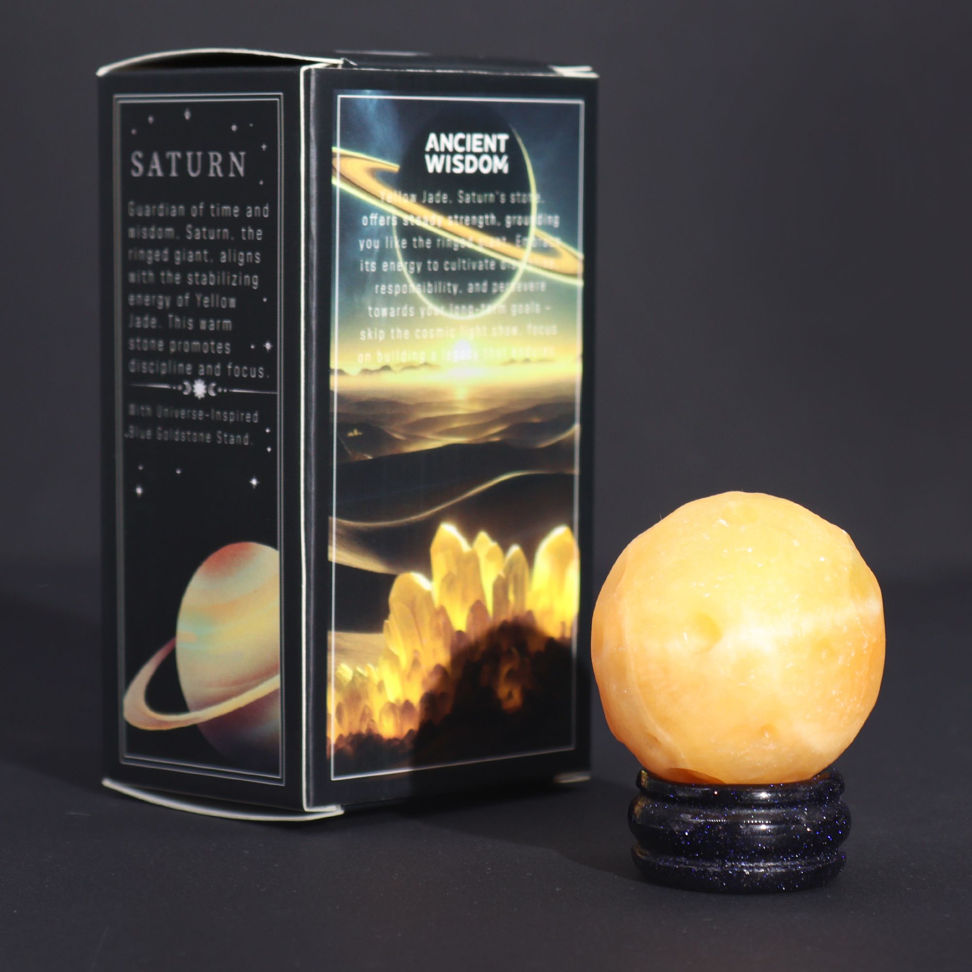 Yellow Jade Planet on a Sola Goldstone Stand (SATURN) Gemstone Planets ...
